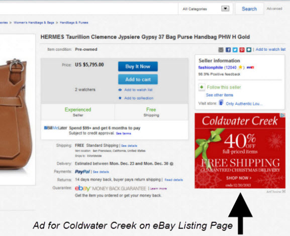 eBay Ads Send Shoppers Away from Product Listings