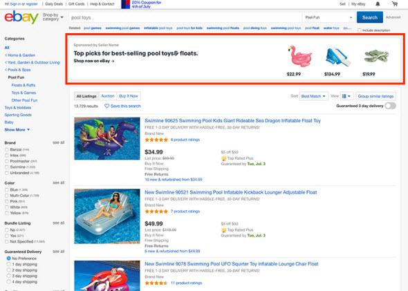 eBay Tests New Paid Ads at Top of Search Results